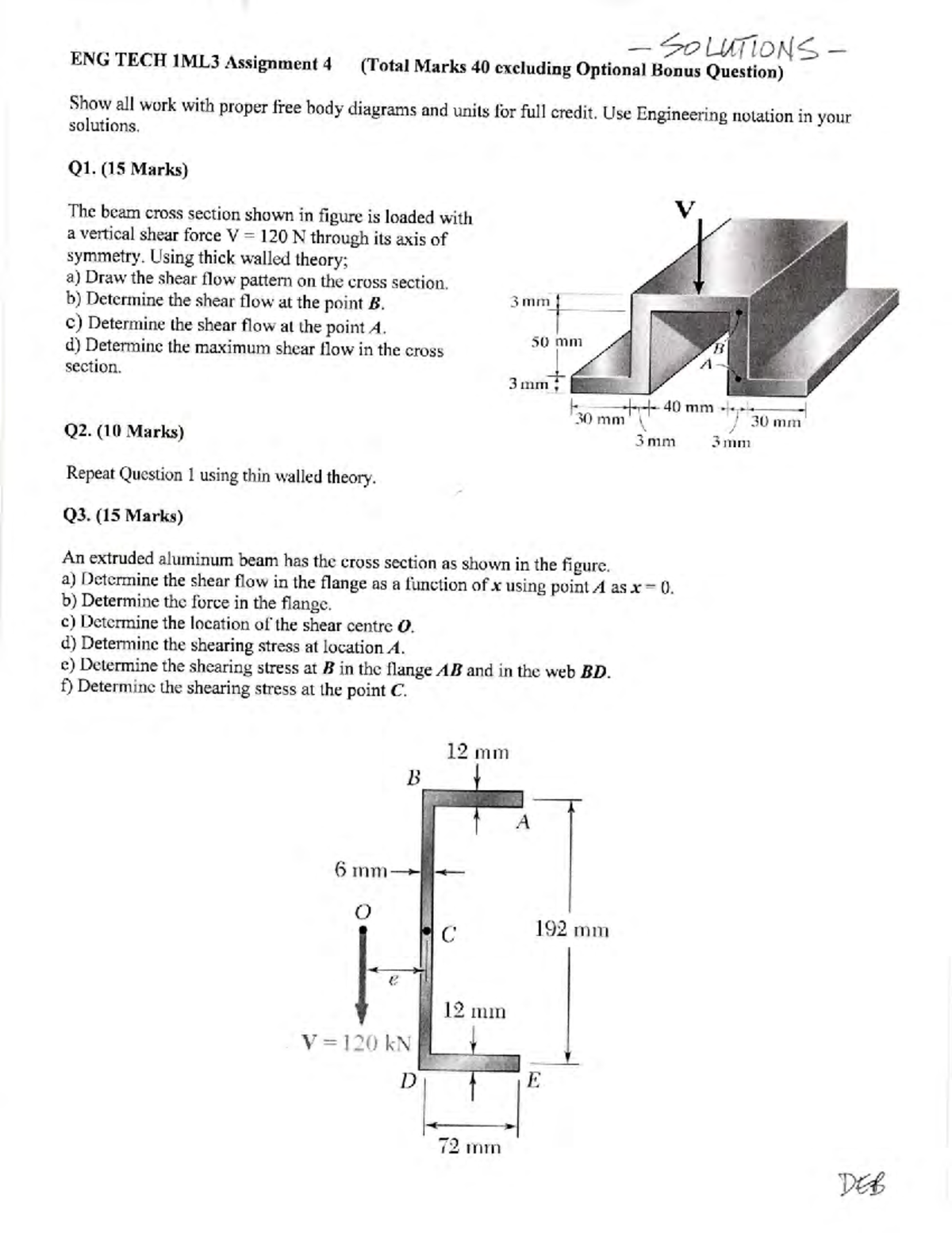 ENG TECH 1ML3 Assignment 4 Solns - Eng Tech 3Ml3 - Studocu