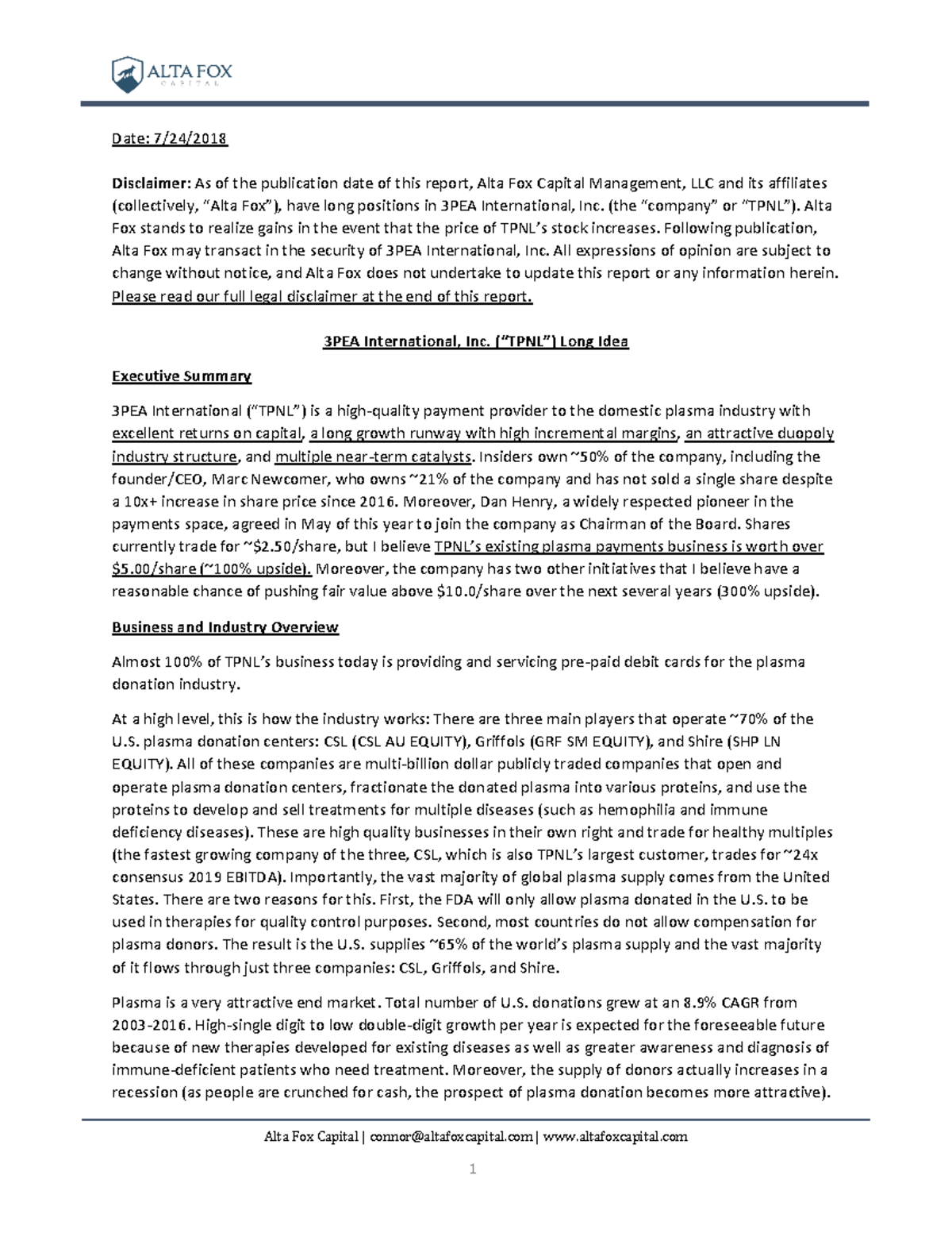 Alta+Fox+TPNL+Long+Idea+7 - Alta Fox Capital | connor@altafoxcapital ...