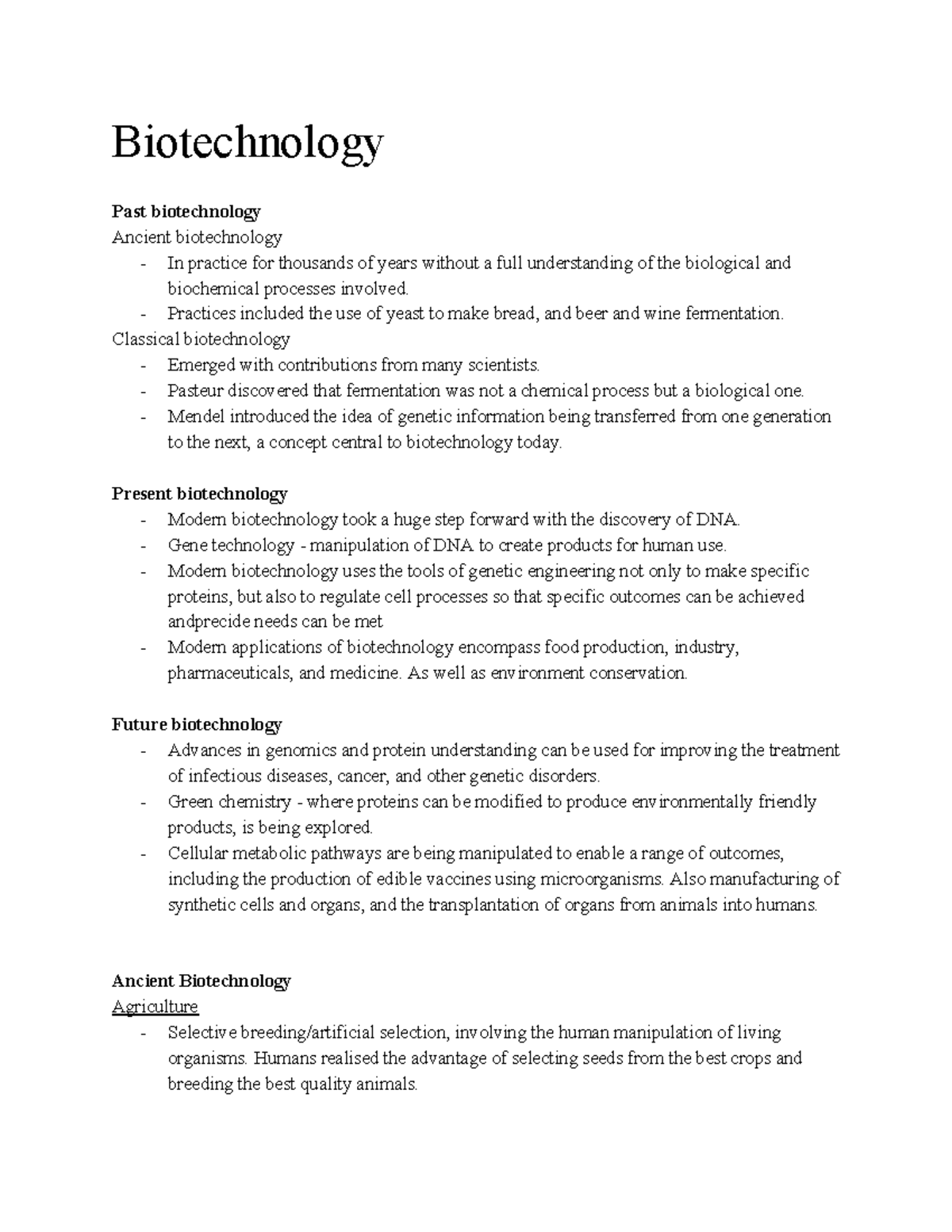 Biotechnology Notes - Biotechnology Past biotechnology Ancient ...