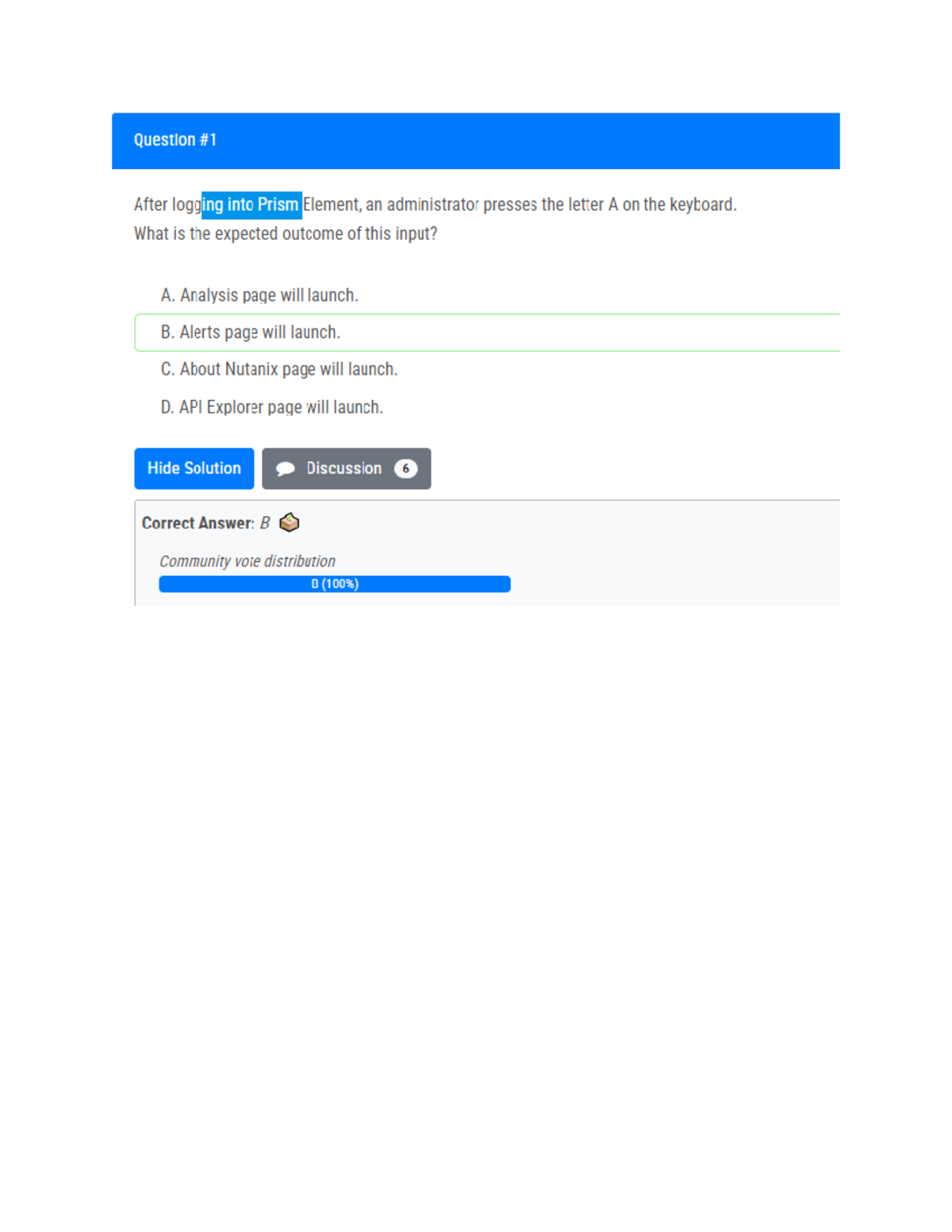 Doc2 - Question After logging into Prism Element, an administrator presses the letter A on the ...
