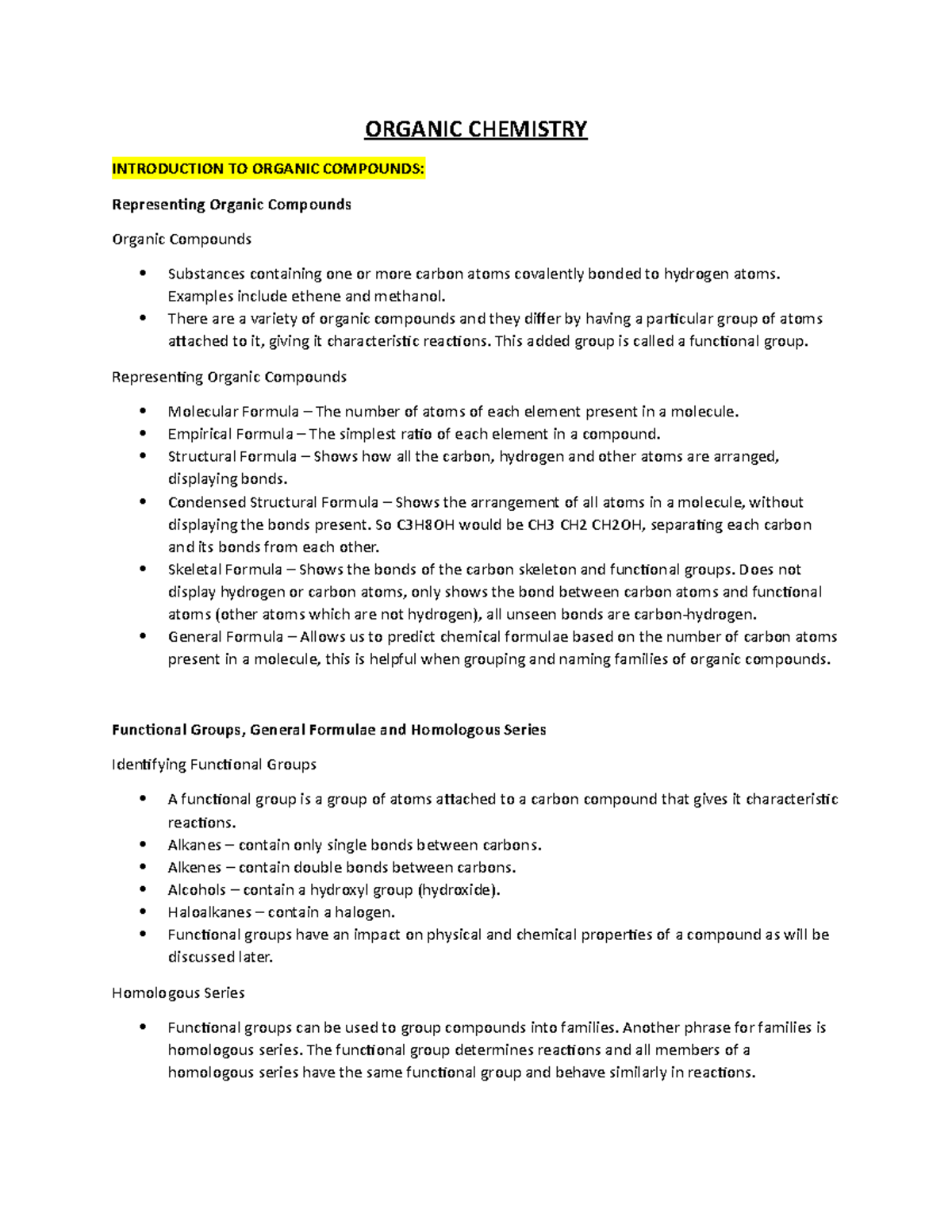 HSC Chemistry Module 7 Notes from Atomi - ORGANIC CHEMISTRY ...