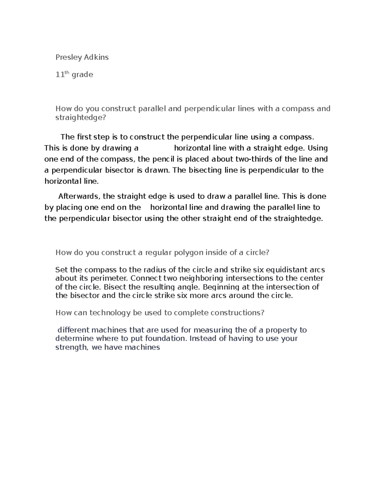 Geometry - How to draw a parallel and perpendicular lines with a ...