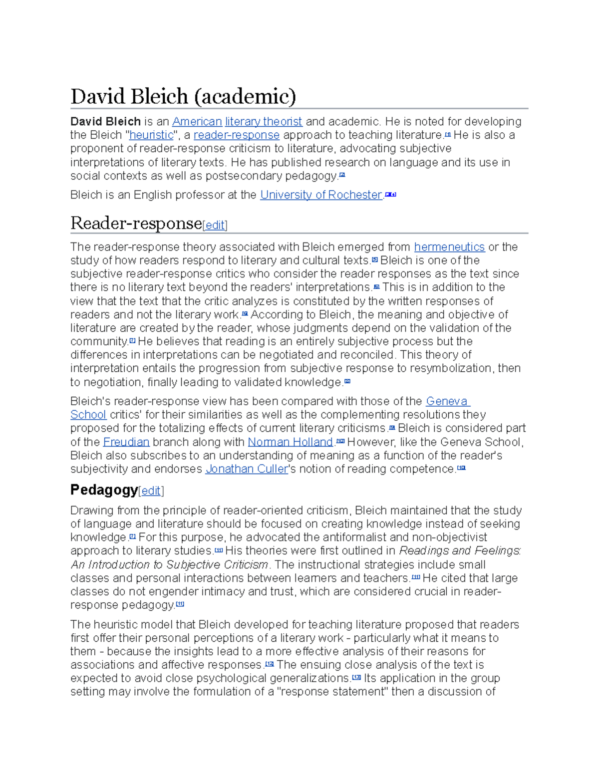 David Bleich - Biografía - David Bleich (academic) David Bleich is an ...