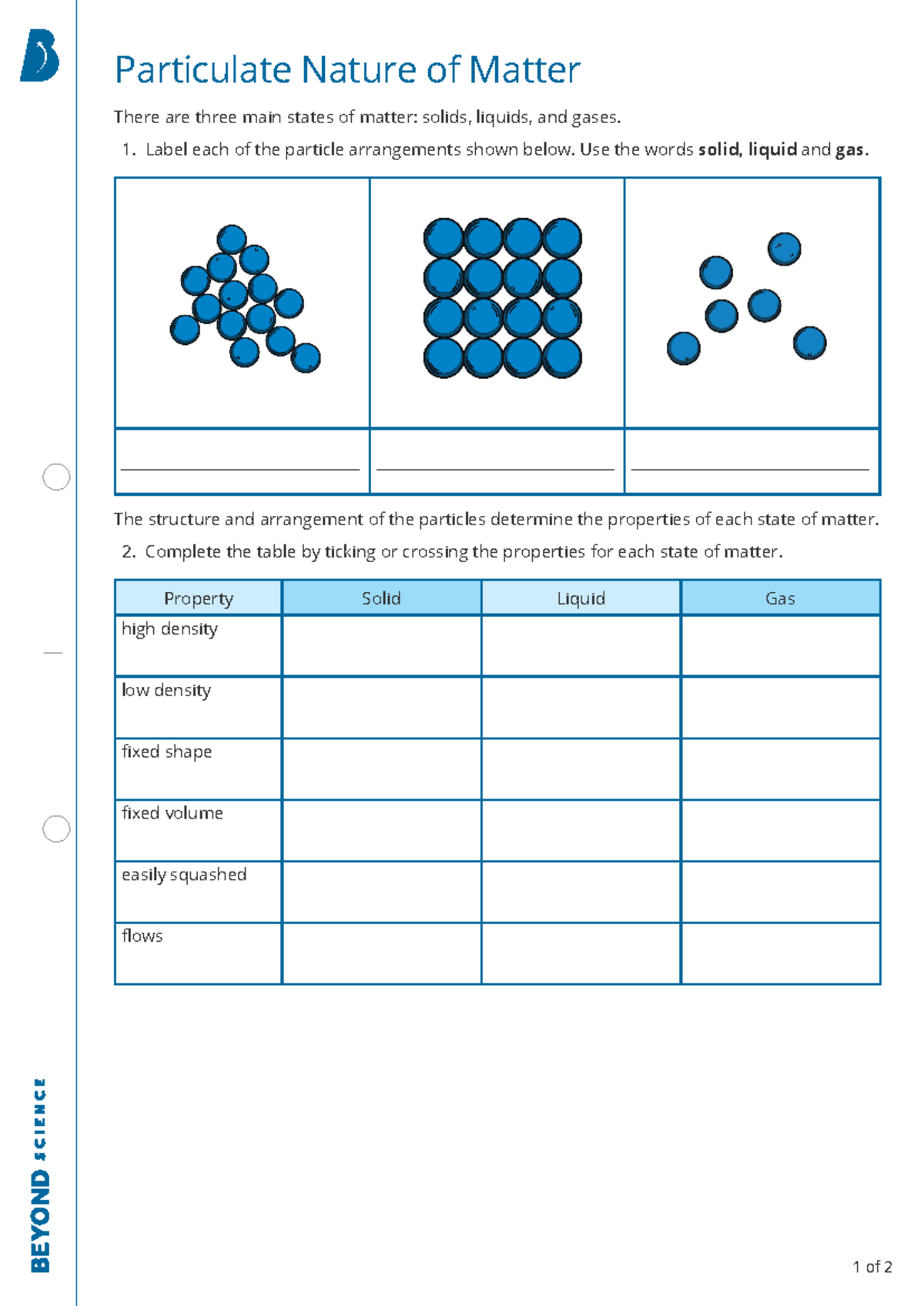 6 класс ф-1 - Worksheet - Particulate Nature of Matter There are three ...