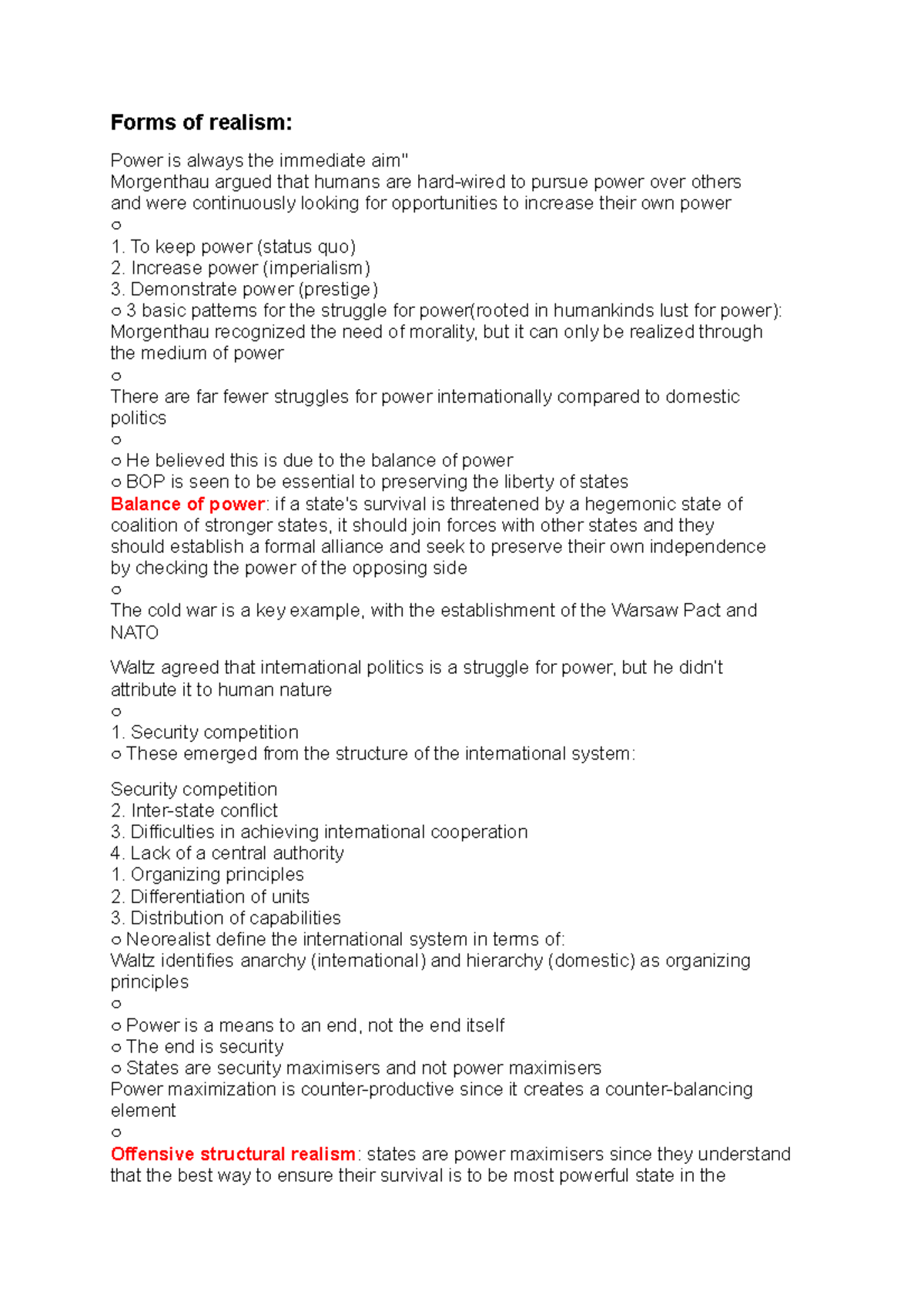 Forms of realism - Forms of realism: Power is always the immediate aim ...