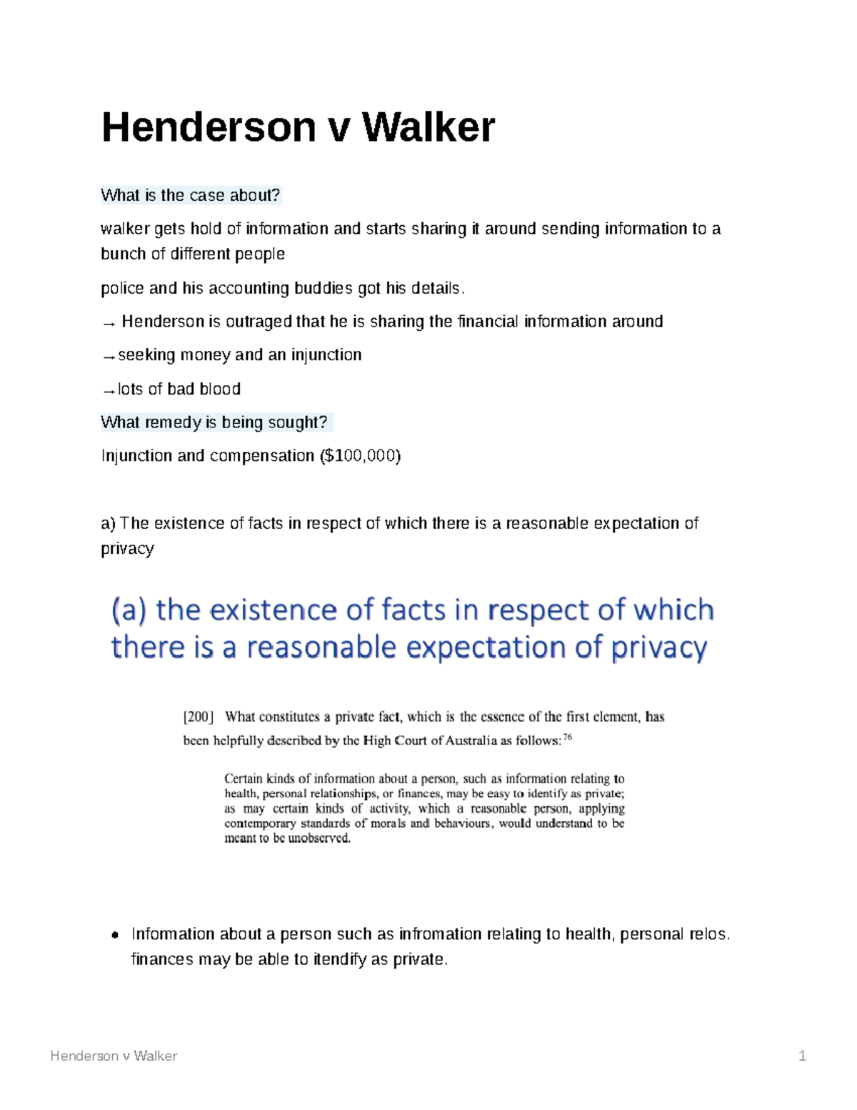 Henderson v Walker - Henderson v Walker What is the case about? walker ...