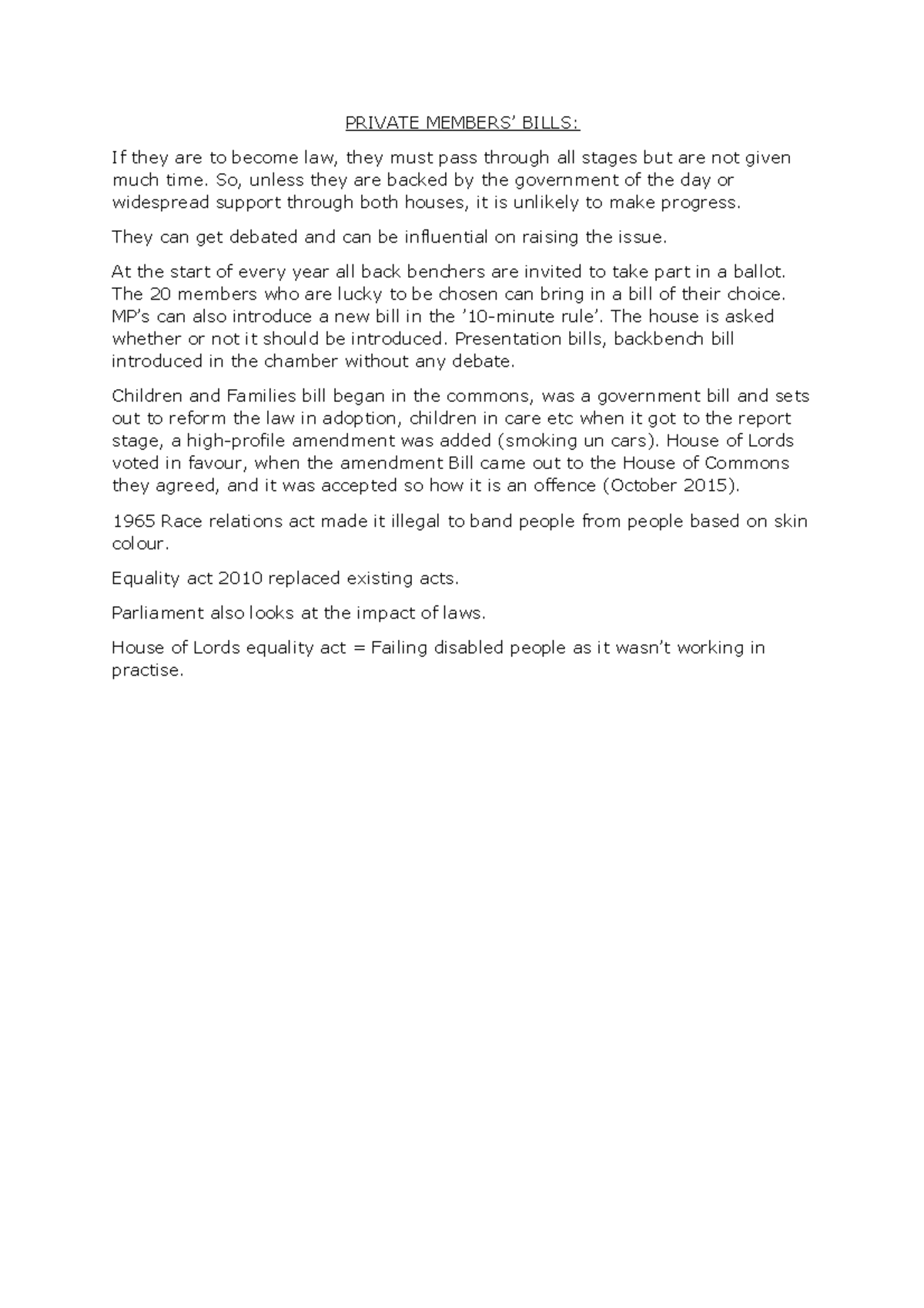 Private members bills - PRIVATE BILLS: If they are to become law, they ...