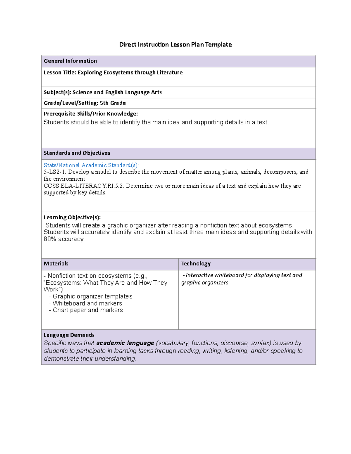DR - Assignment 1 - Direct Instruc,on Lesson Plan Template General ...