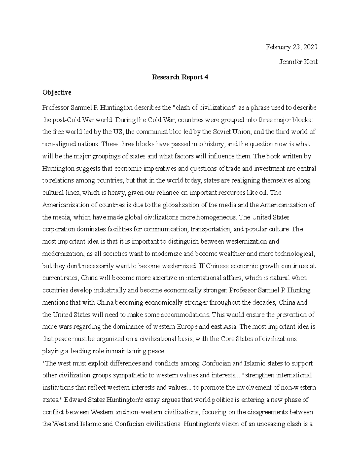Research Report 4 - Essay - February 23, 2023 Jennifer Kent Research ...