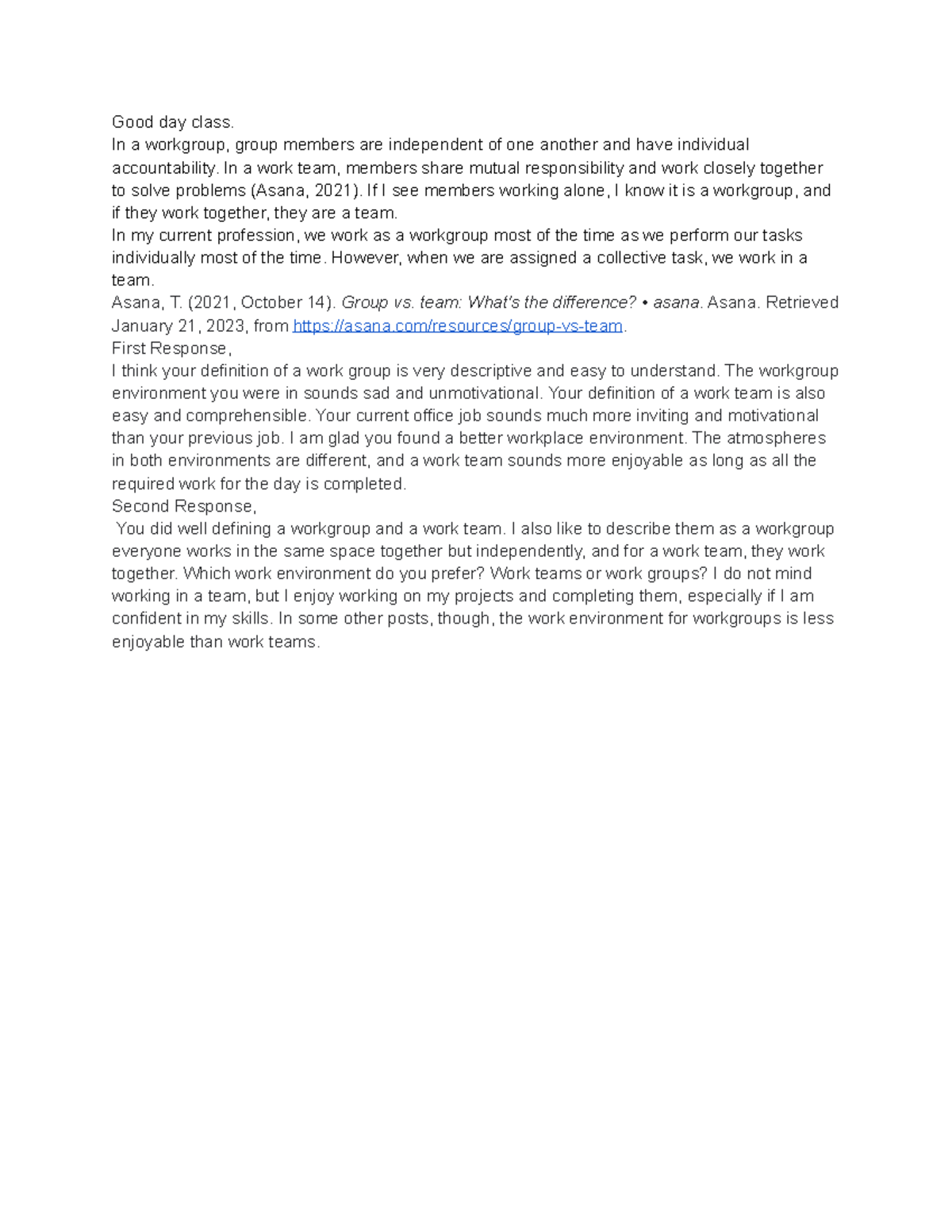 MT302 Unit 6 Discussion - Good day class. In a workgroup, group members ...