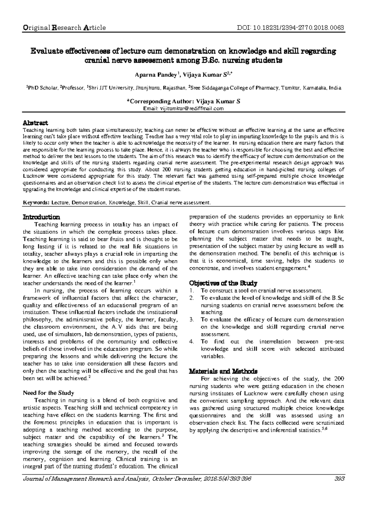 Evaluate effectiveness of lecture cum demonstration on 2jblborgha - Original Research Article ...