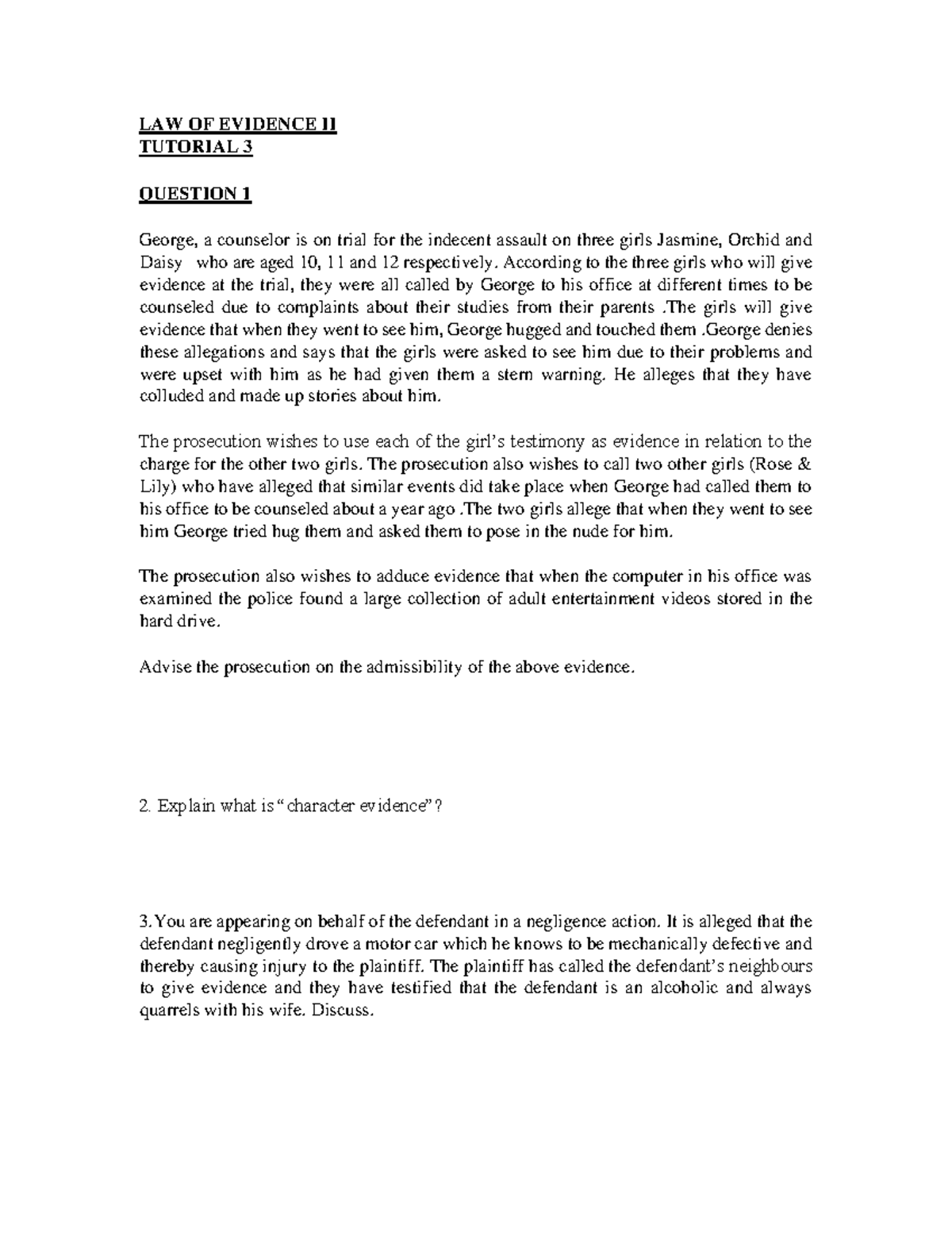 evidence law 2 mmu tutorial work week 2 tutorial work tuto 2 tutorial ...