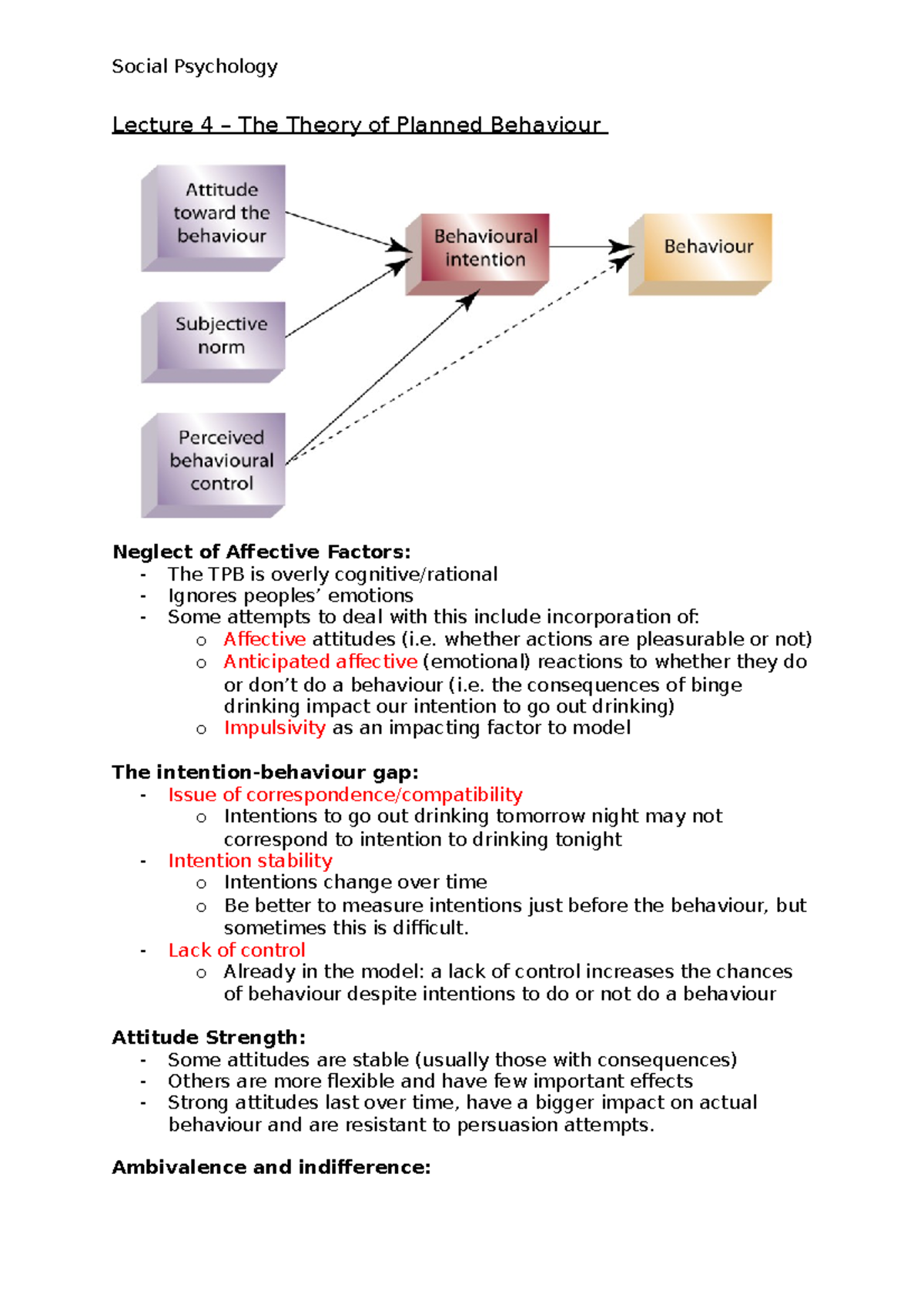 Lecture 4 – The Theory of Planned Behaviour - Social Psychology Lecture ...