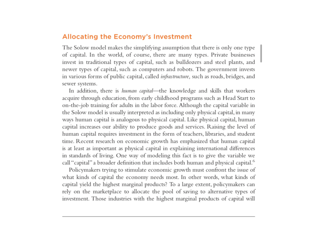 Allocating the Economy's Investment - MACRO ECONOMICS - Studocu