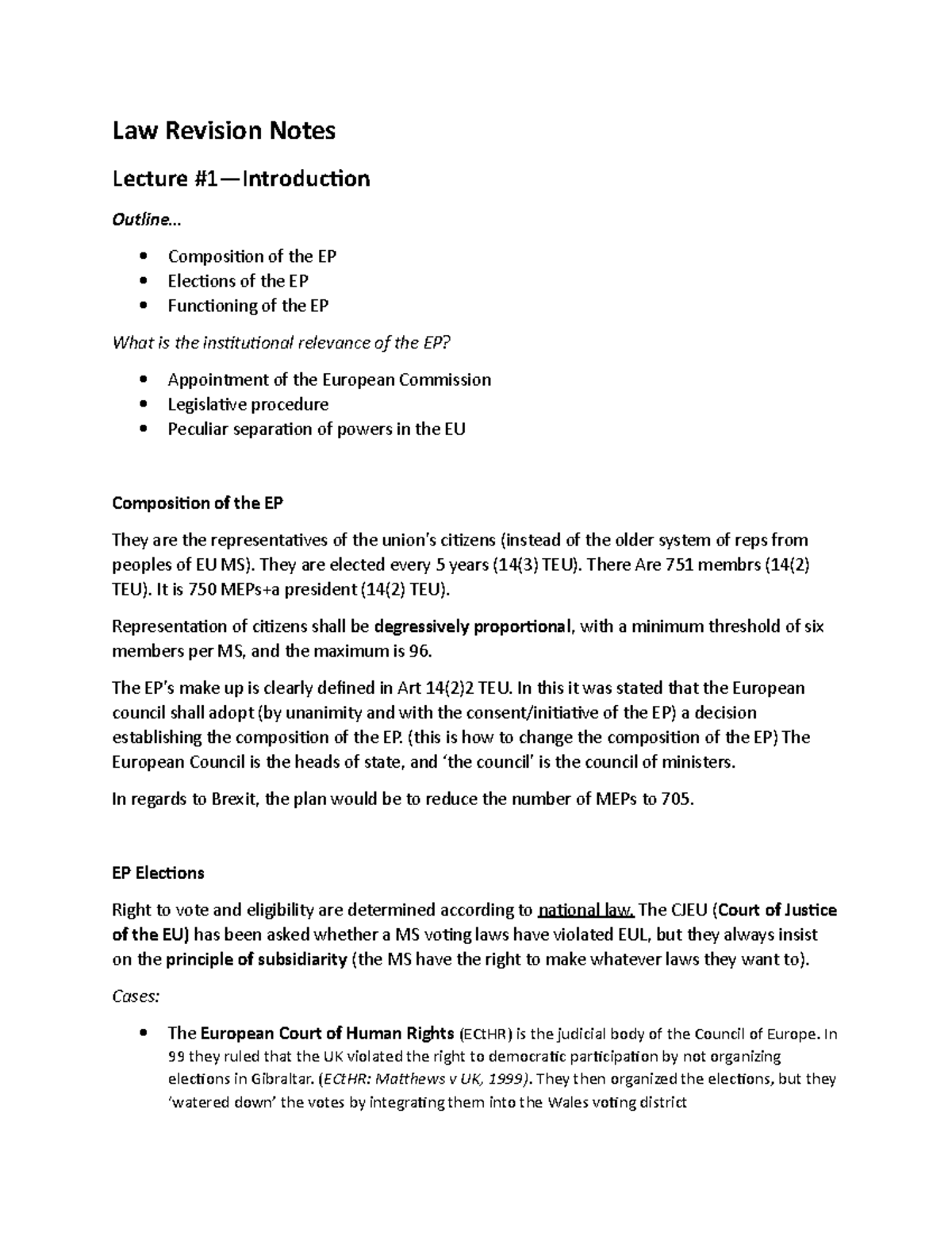 Legal Revision Notes - Law Revision Notes Lecture #1—Introduction ...