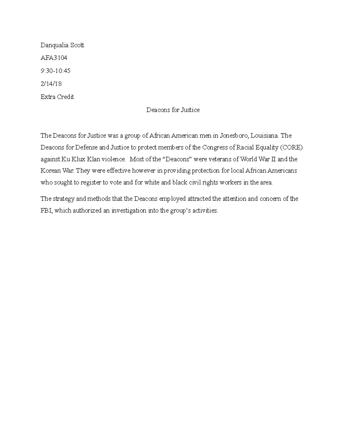 Deacons for Defense AFA3104 - Danqualia Scott AFA 9:30-10: 2/14/ Extra ...