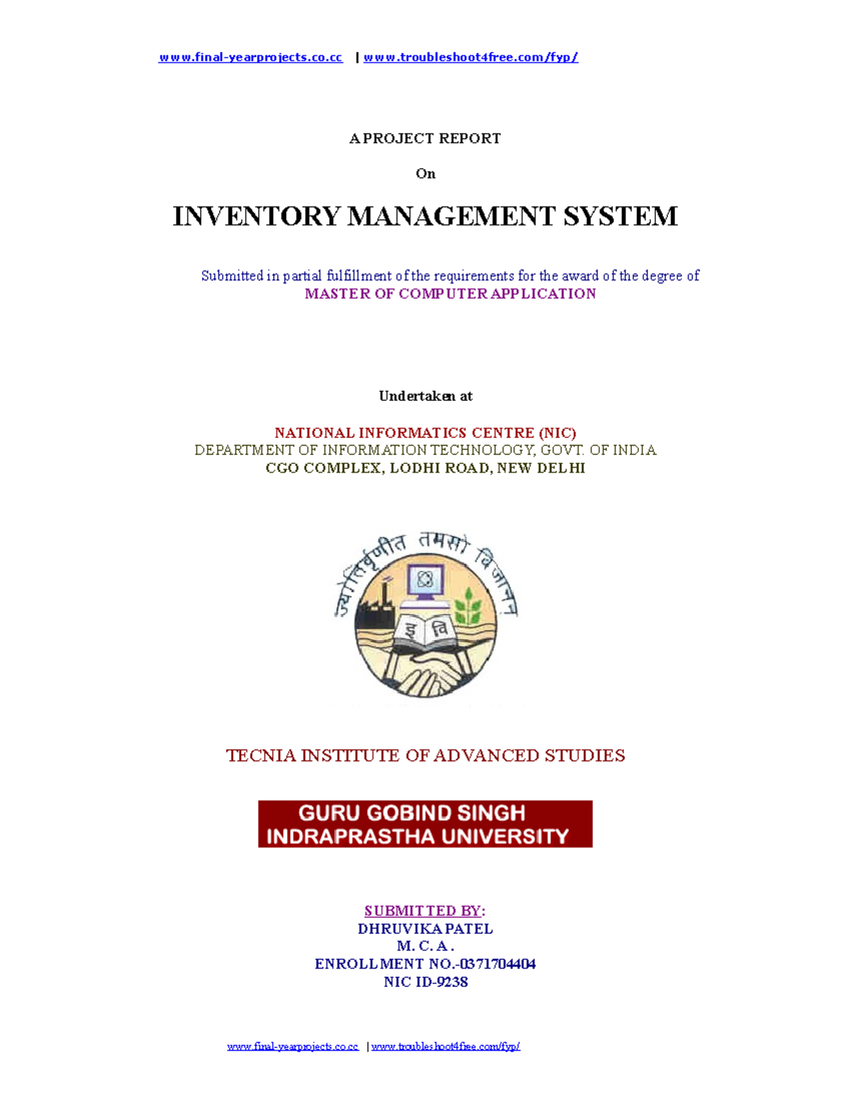 A Project Report On Inventory Management - A PROJECT REPORT On ...
