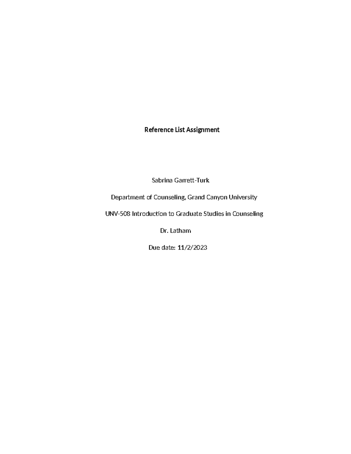 Reference Assignment Topic 2 Reference List Assignment Sabrina