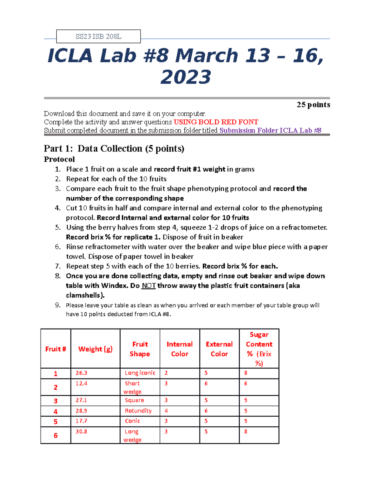 ICLA Lab #08 (revised) - ICLA Lab #08 - ICLA Lab #8 March 13 – 16, 2023 ...