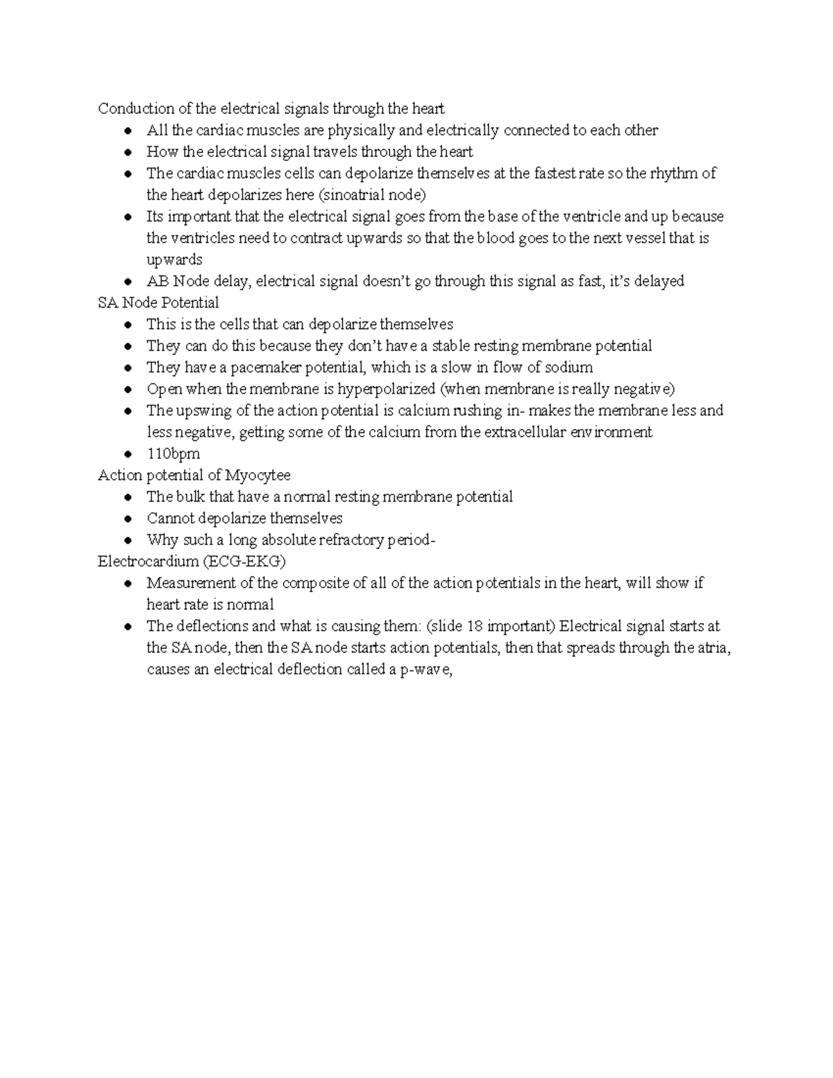 Lecture Notes Cardiac and Heart - Conduction of the electrical signals ...