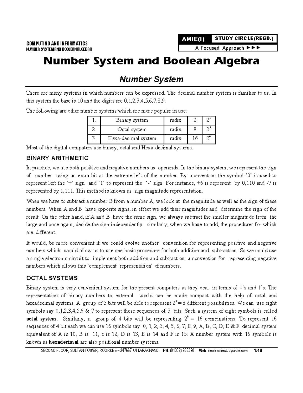 Number System Boolean Algebra - COMPUTING AND INFORMATICS NUMBER SYSTEM AND BOOLEAN ALGEBRA A ...