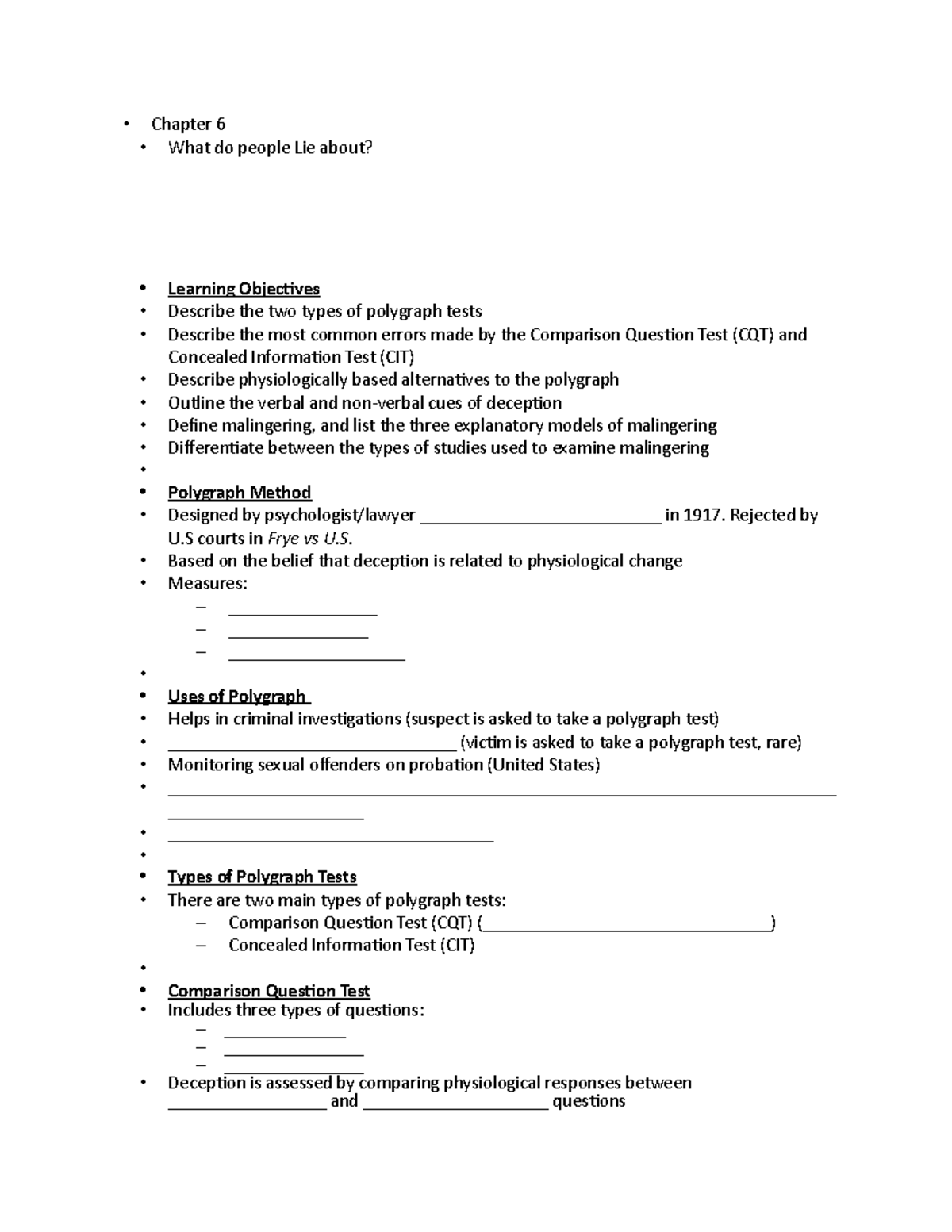 Chapter 5 deception notes student 2017 - • Chapter 6 • What do people ...