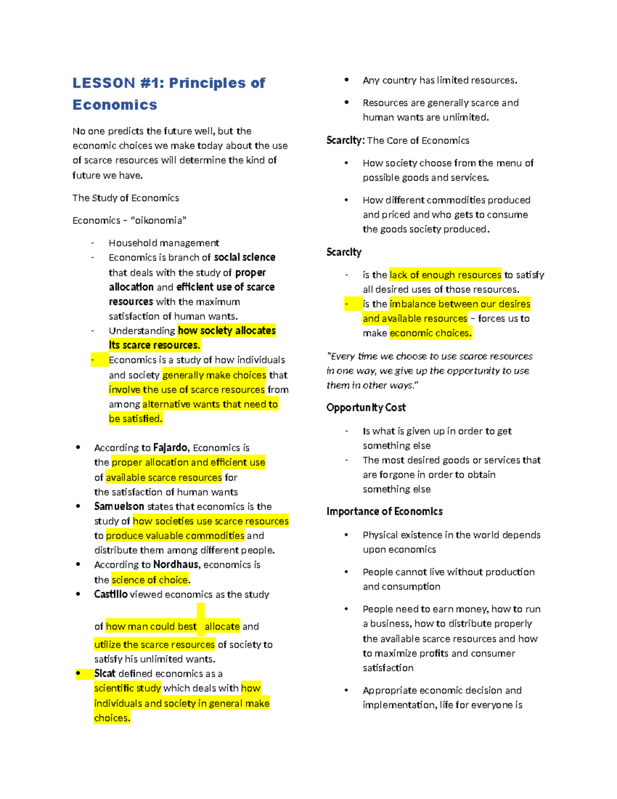 Prelim Lessons - Managerial economics - LESSON #1: Principles of ...