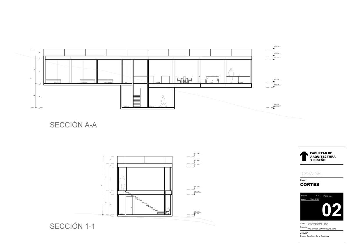 CASA SPL- Cortes A2 - Ideas de presentación de planos y más de casa y ...