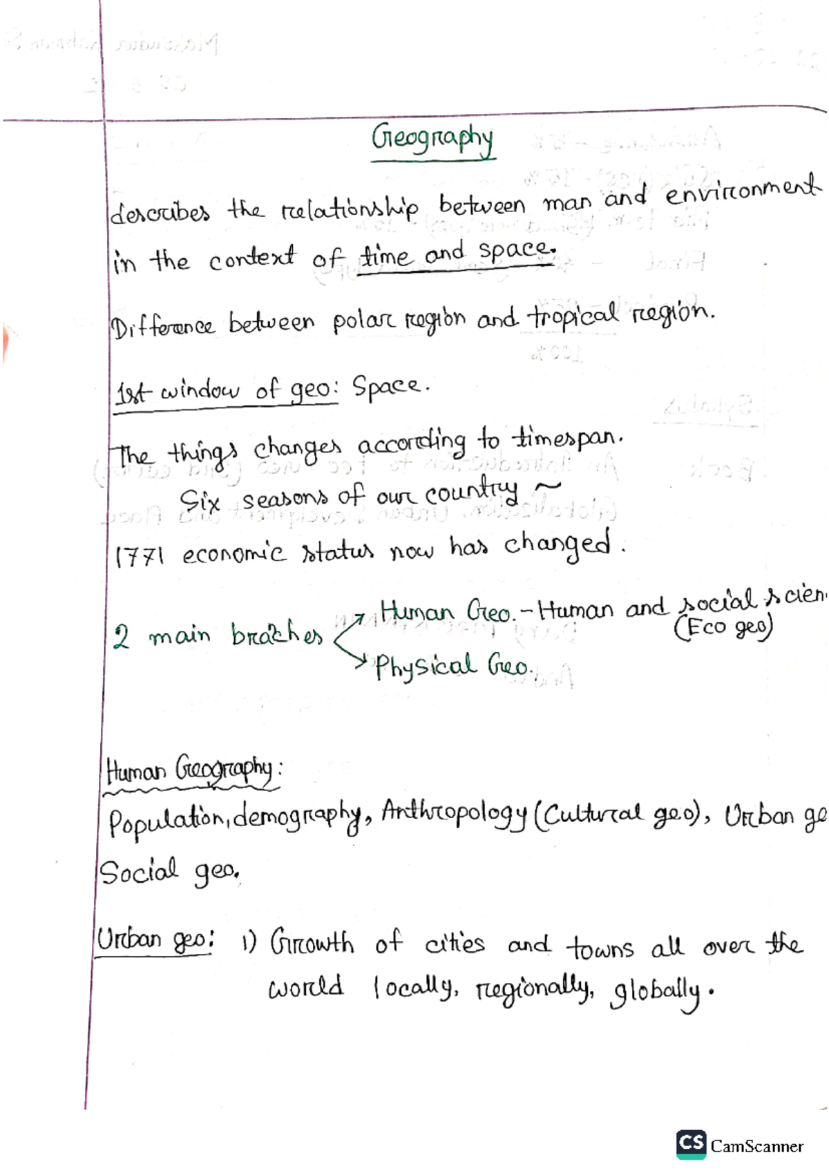 Eco Geo Quiz 1 - class slides - ####### CamScanner ####### CamScanner ...