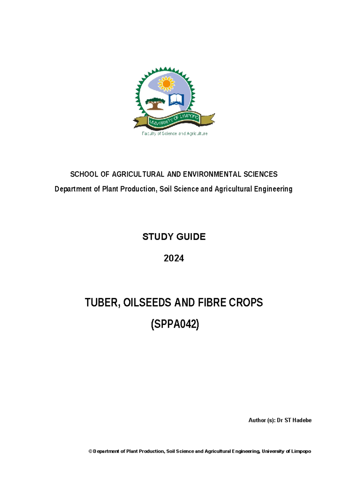 SPPA042 Study Guide 2024 - SCHOOL OF AGRICULTURAL AND ENVIRONMENTAL ...