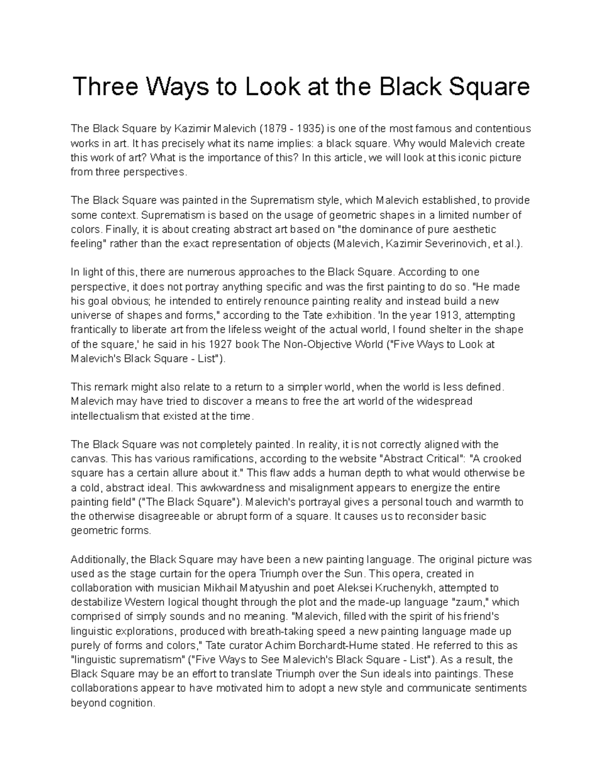 Three Ways to Look at the Black Square - It has precisely what its name ...