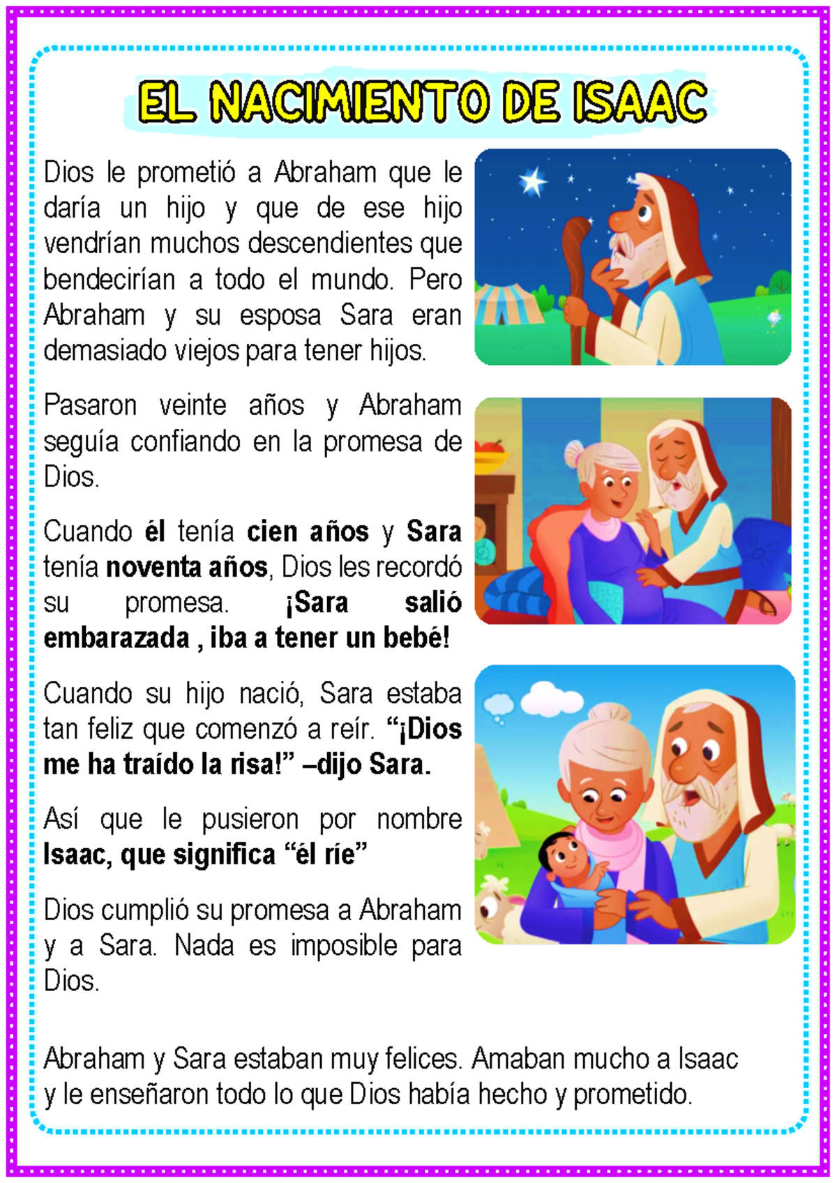 Ficha EL Nacimiento DE Isaac 2° Maestra Janet - Dios le prometió a ...