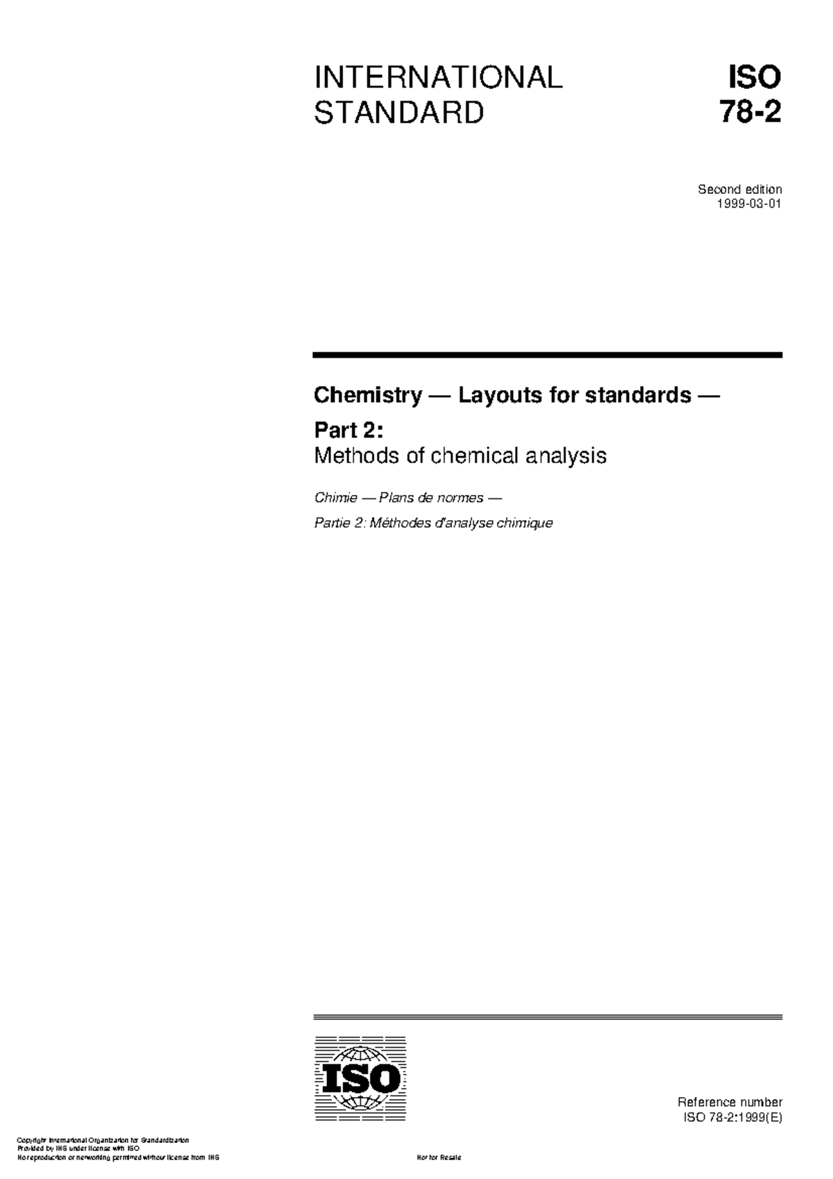 ISO 78-2 Chemistry -Layouts for standards - A Reference number ISO 78-2:1999(E) INTERNATIONAL ...