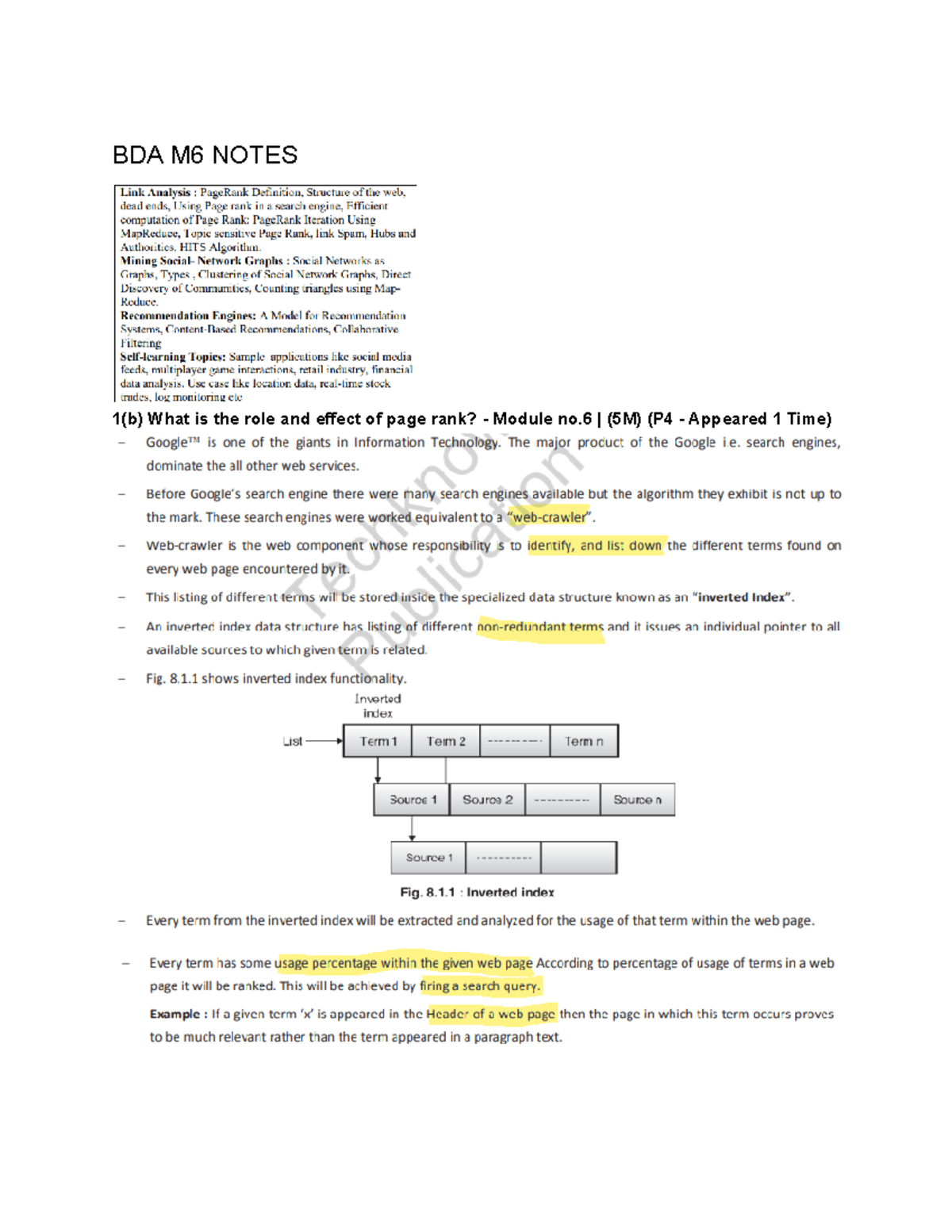 BDA M6 Notes - BDA M6 NOTES 1(b) What is the role and effect of page ...