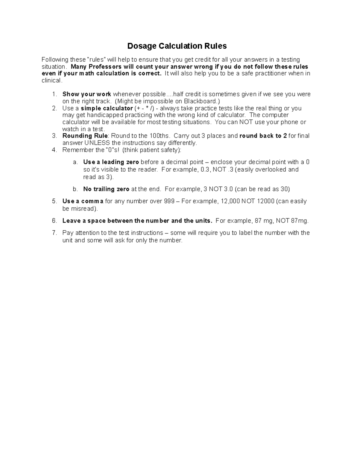 Dosage Calculation Rules - Dosage Calculation Rules Following these ...