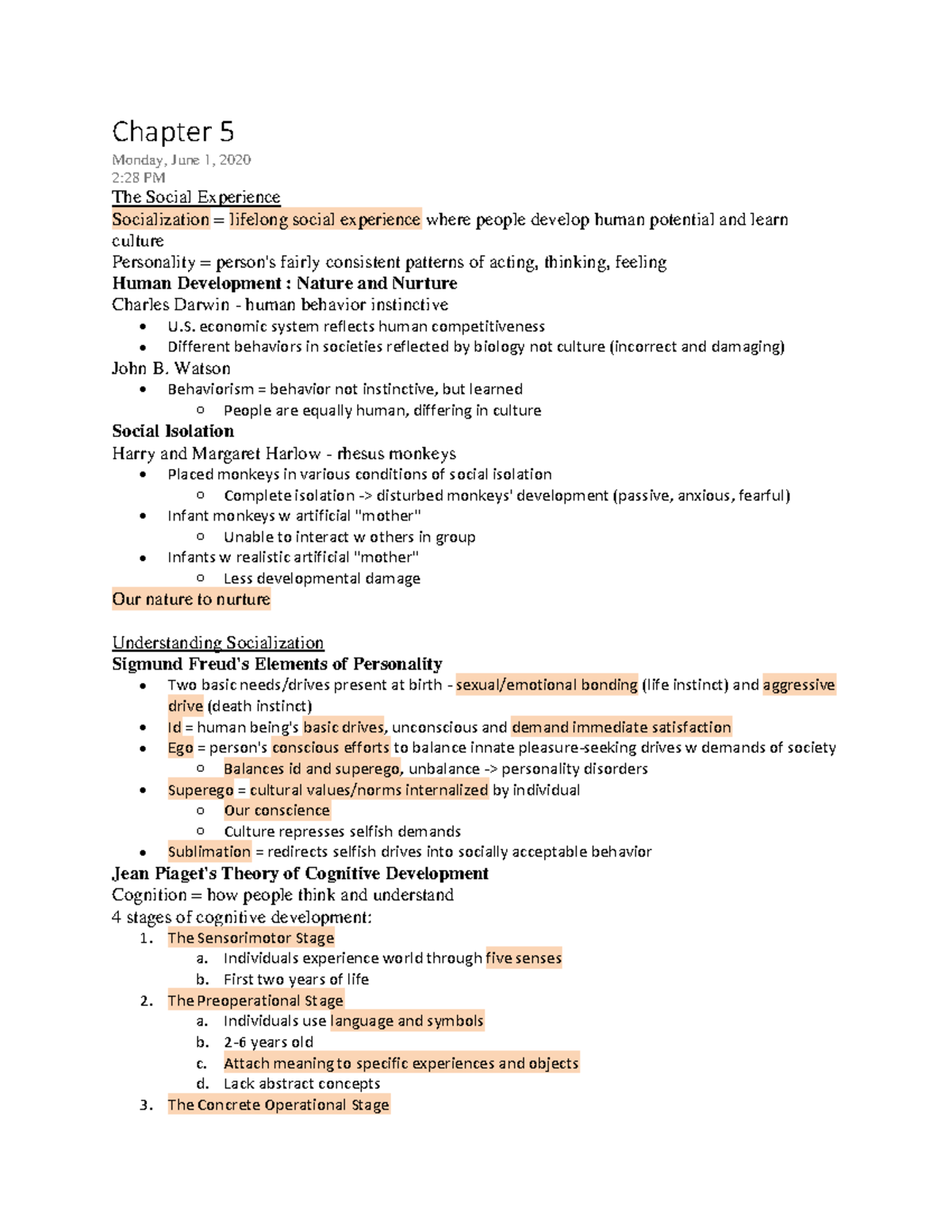 Sociology - Chapter 5 - Taught by Professor Bill Kilgore - Chapter 5 ...