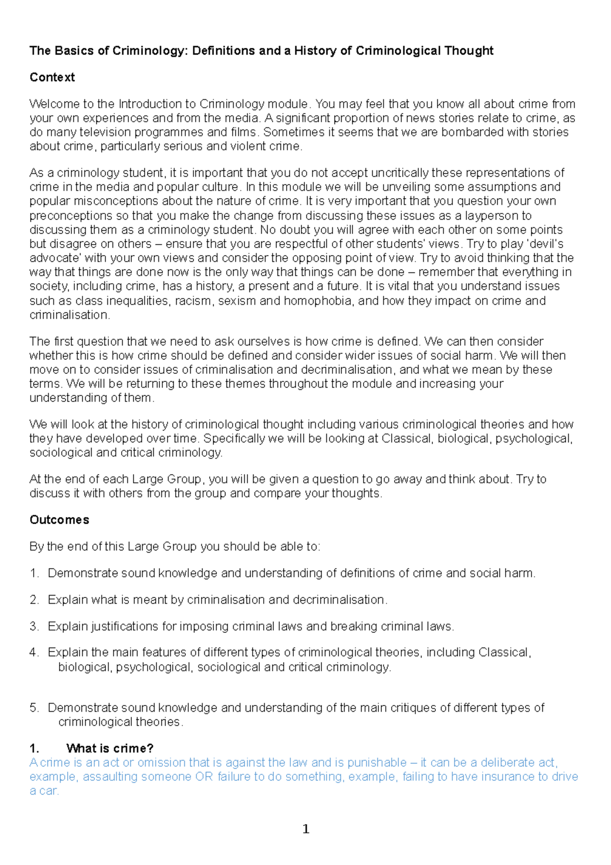 The Basics of Criminology: Definitions and a History of Criminological ...