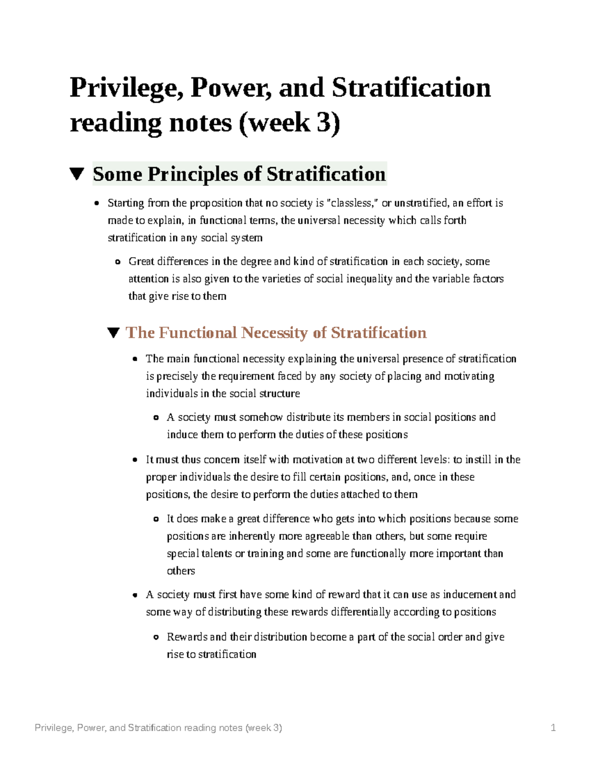 Privilege Power and Stratification reading notes (week 3) - They ...