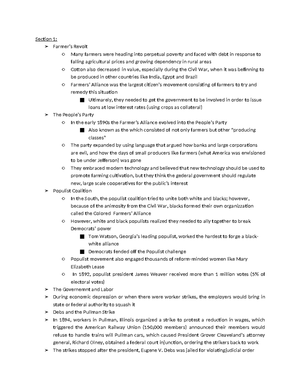 Hist Amer Civ Reading Notes Chp 17 - Section 1: Farmer’s Revolt Many ...