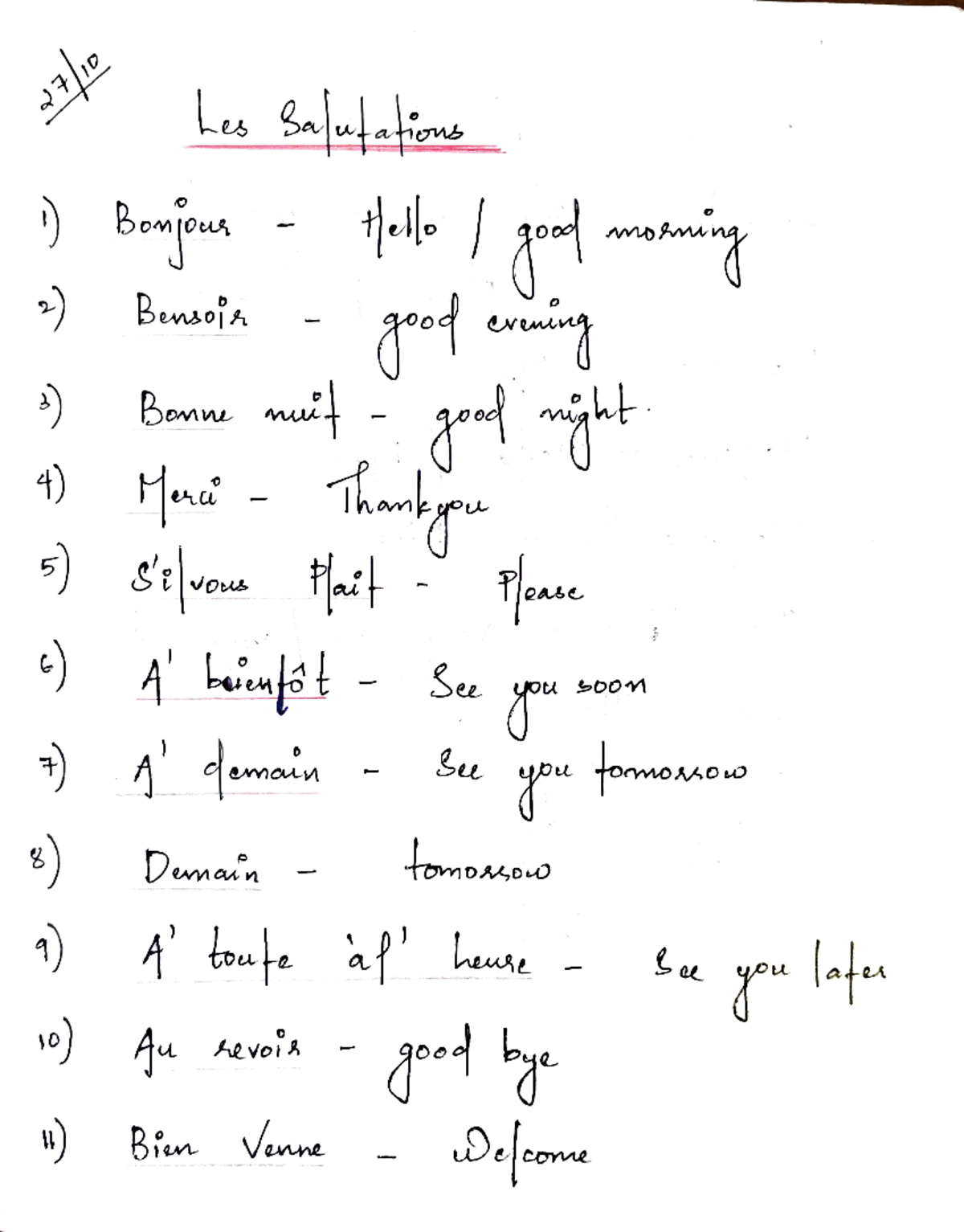 French Notes - Bachelor of commerce (bcom) - Studocu