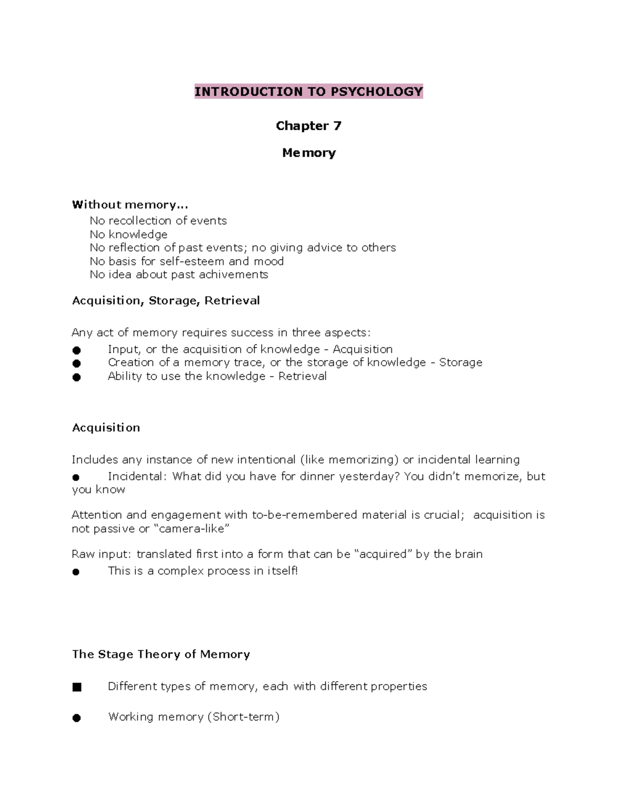 Chapter 7 - Introduction to Psychology - INTRODUCTION TO PSYCHOLOGY ...