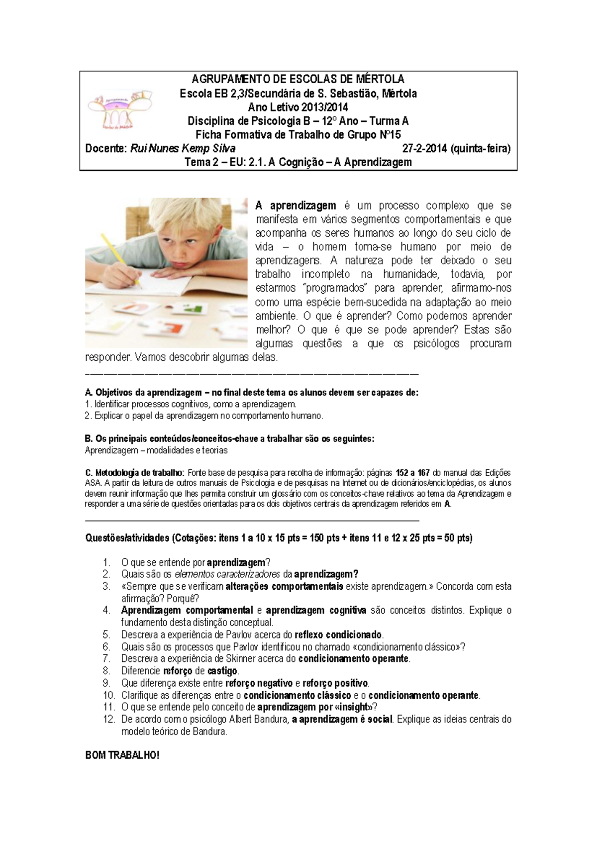 FTG 15 A Aprendizagem com corre-º-úo das quest-Áes - AGRUPAMENTO DE ...