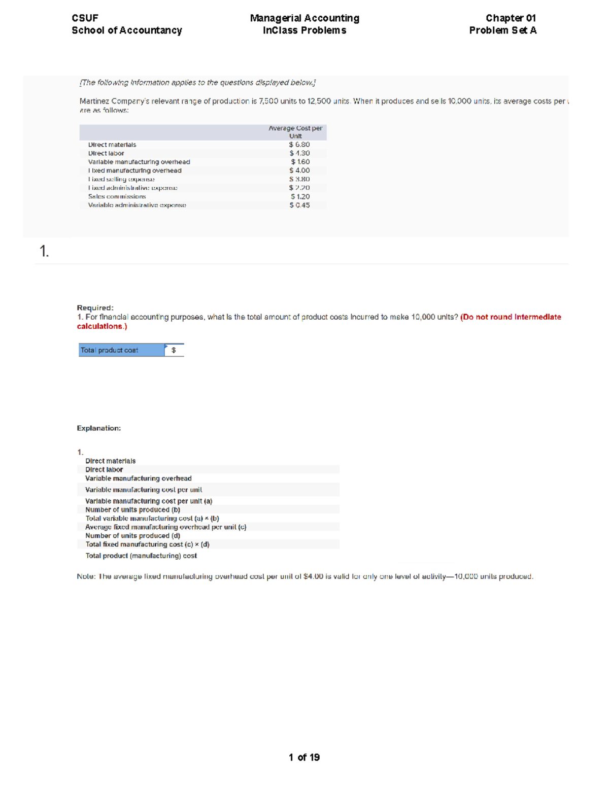 ACCT 201B - Chapter 01 (In Class Prob A & B) - School of Accountancy ...