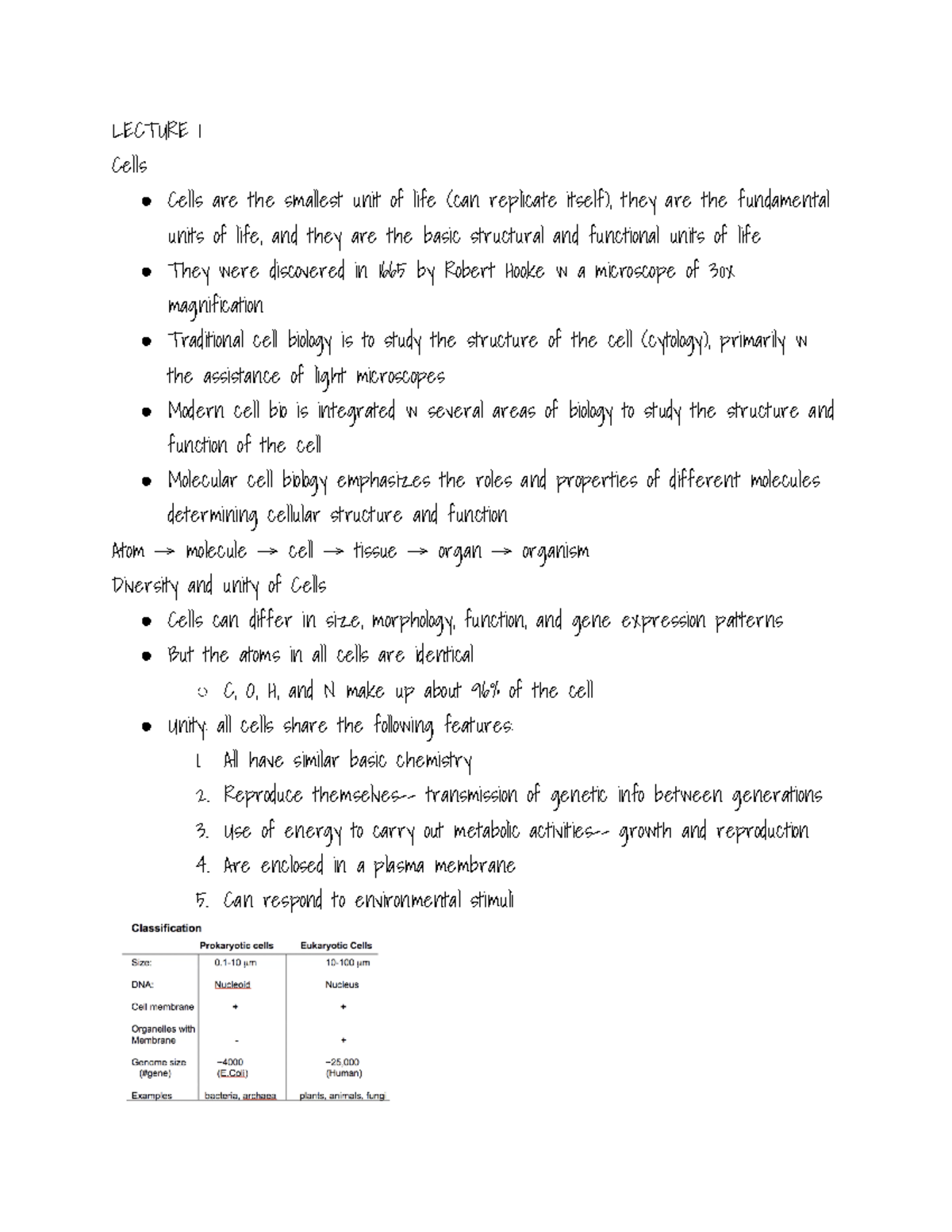 Cell Biology BSC 360 - LECTURE 1 Cells Cells are the smallest unit of ...