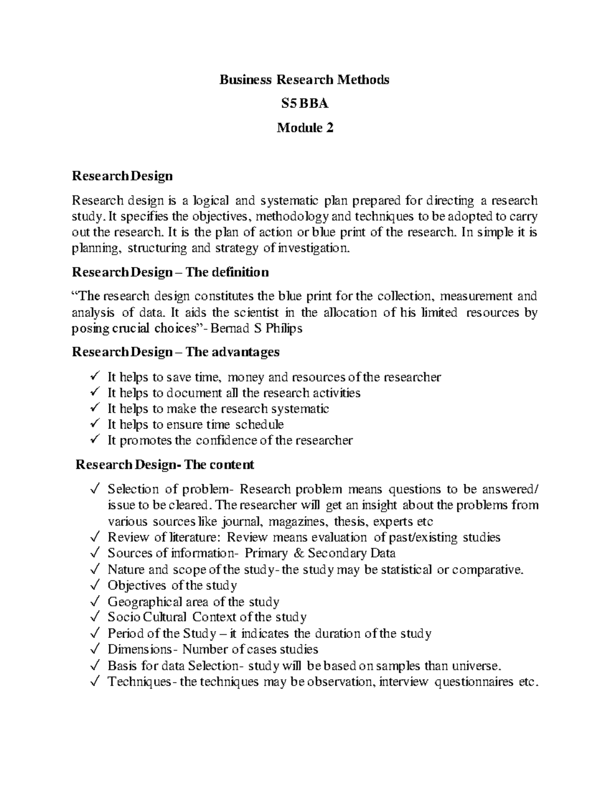 BRM Module 2 notes - Business Research Methods S5 BBA Module 2 Research ...