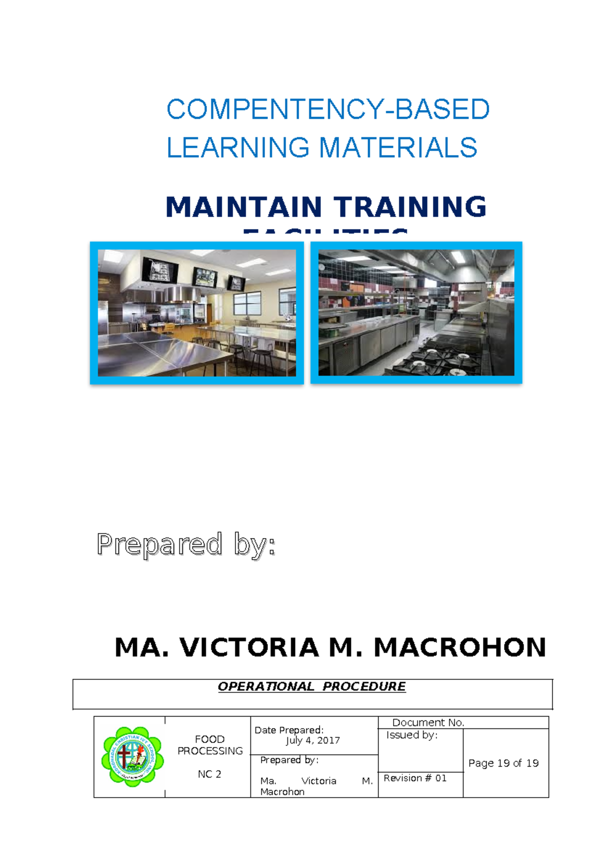Sample Maintain Training Facilities - Template OPERATIONAL PROCEDURE ...