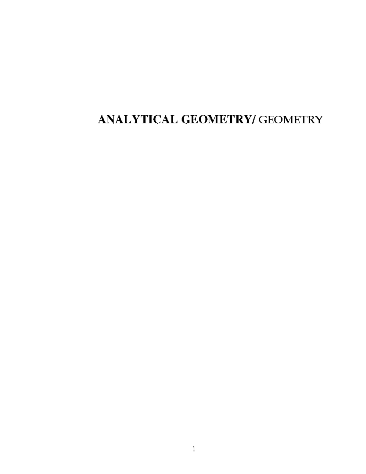 Analytical- Geometry Notes - ANALYTICAL GEOMETRY/ GEOMETRY Chapter 1 ...