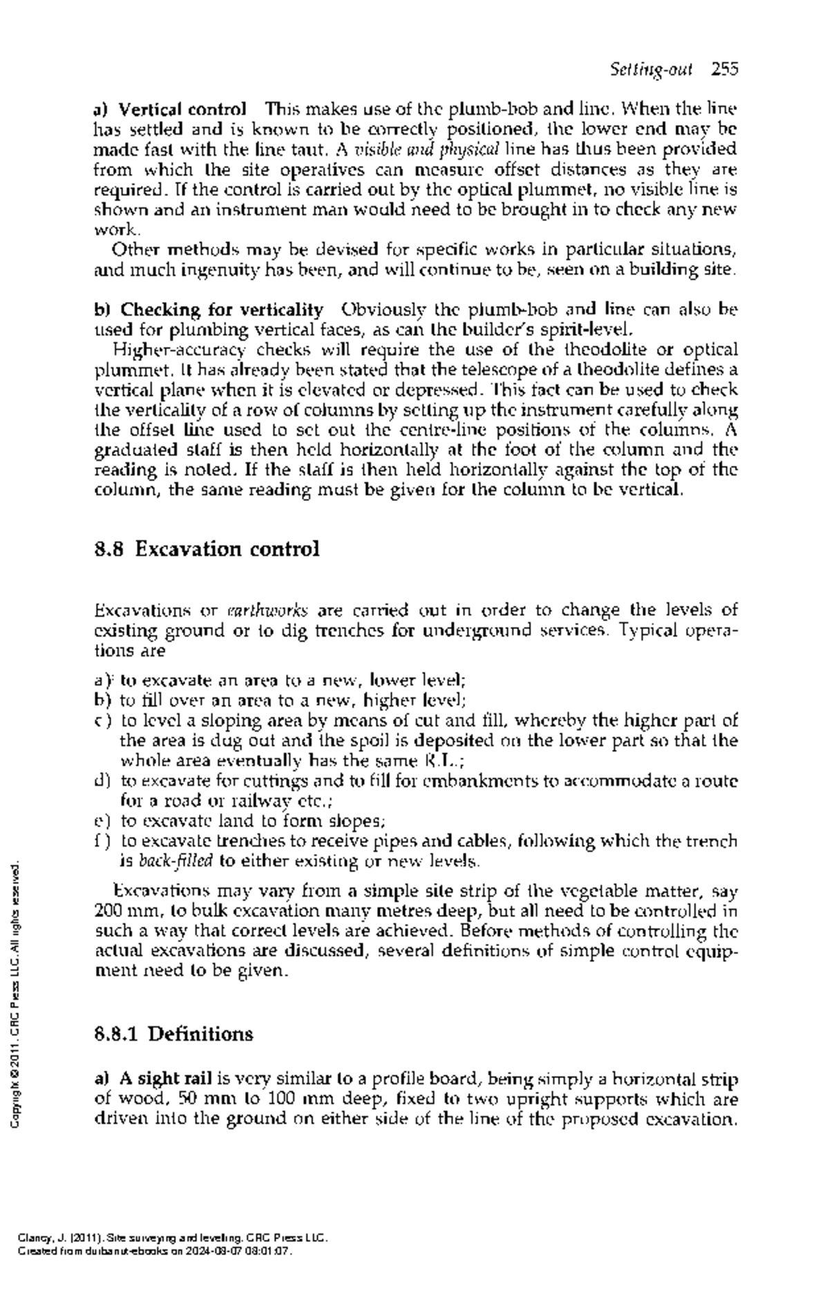 Site Surveying and Levelling - (8 Setting-out) - a) Vertical control ...
