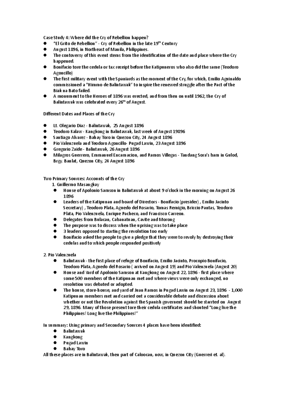 Where did the Cry of Rebellion happen?_Case Study 4-RPH - Case Study 4 ...