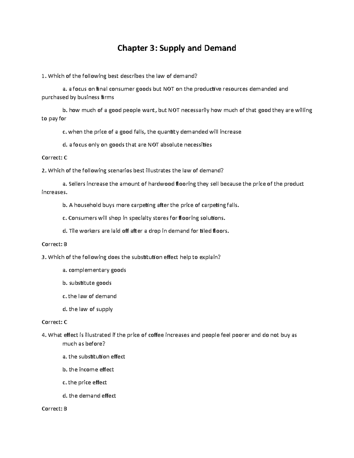 Chapter 3 Supply and Demand - Chapter 3: Supply and Demand Which of the ...